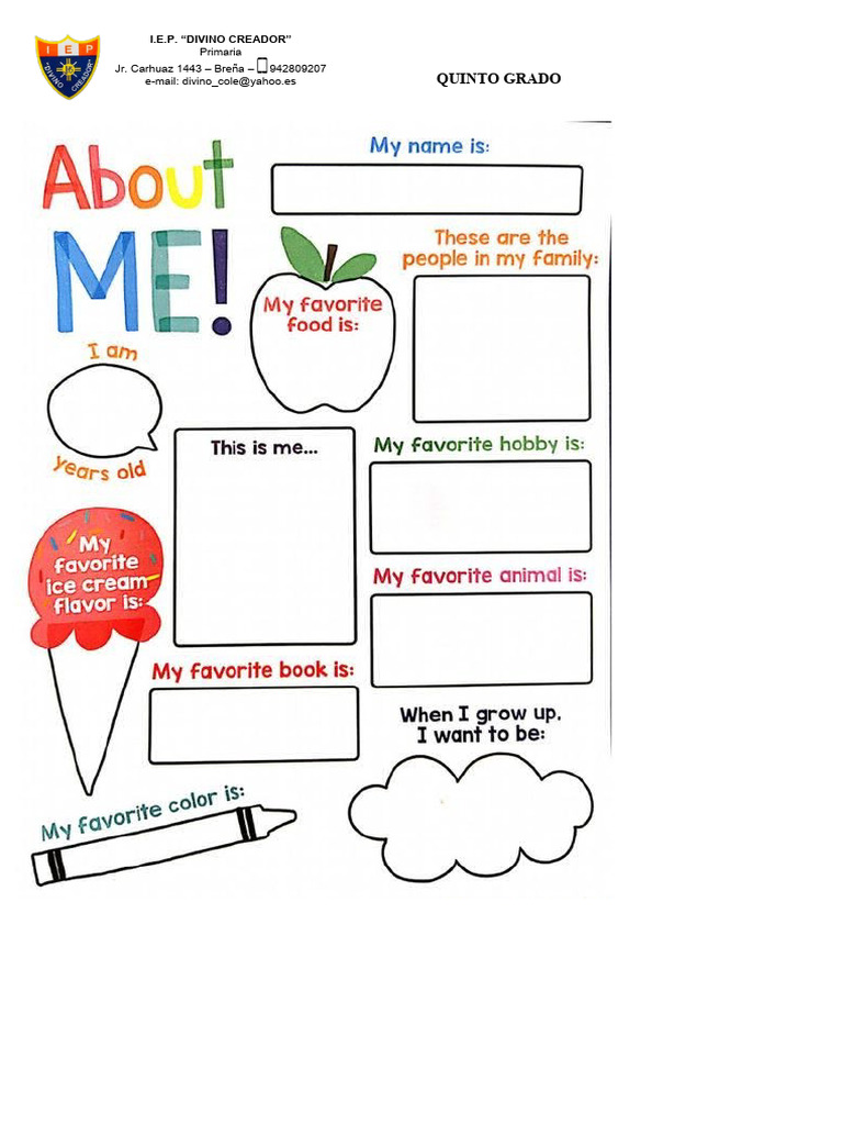 All About Me - 5 To Pri | PDF