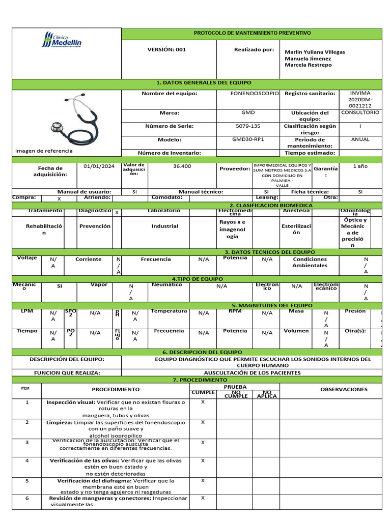 PROTOCOLO DE MANTENIMIENTO PREVENTIVO | PDF