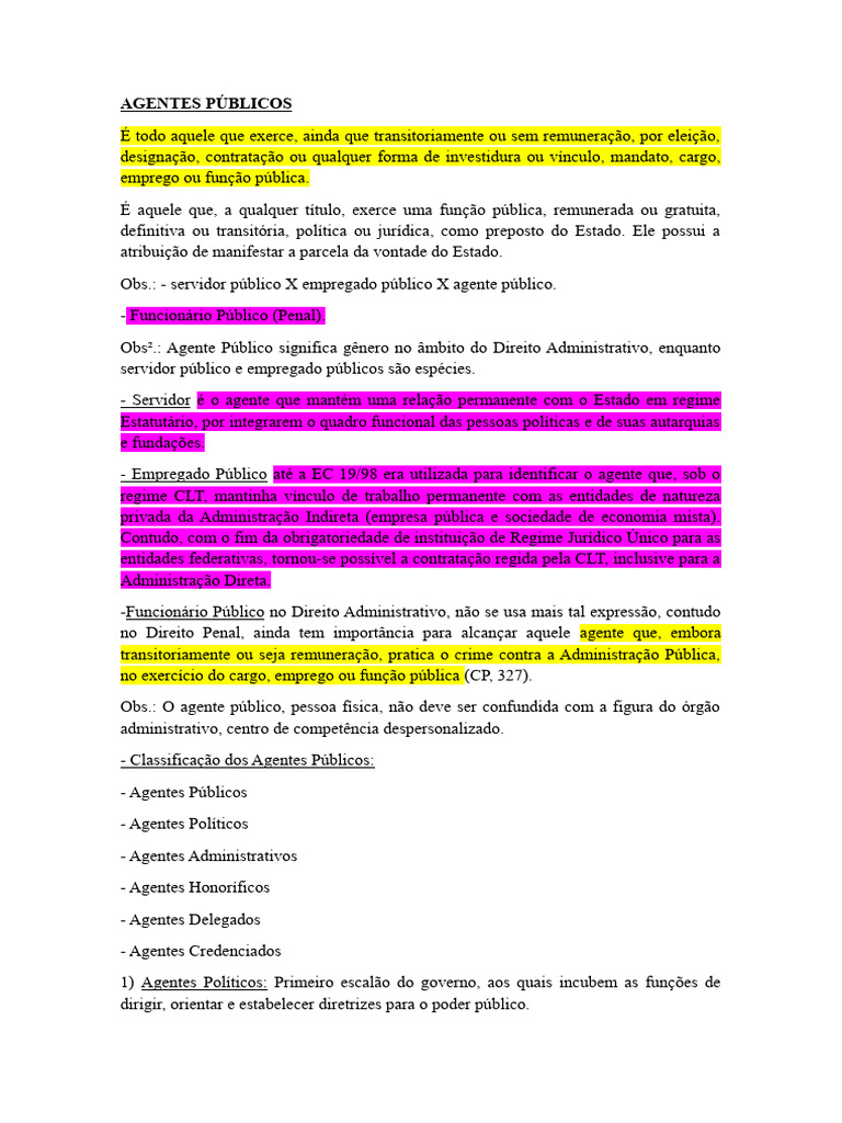 Classificação dos Agentes Públicos | PDF | Administração pública ...