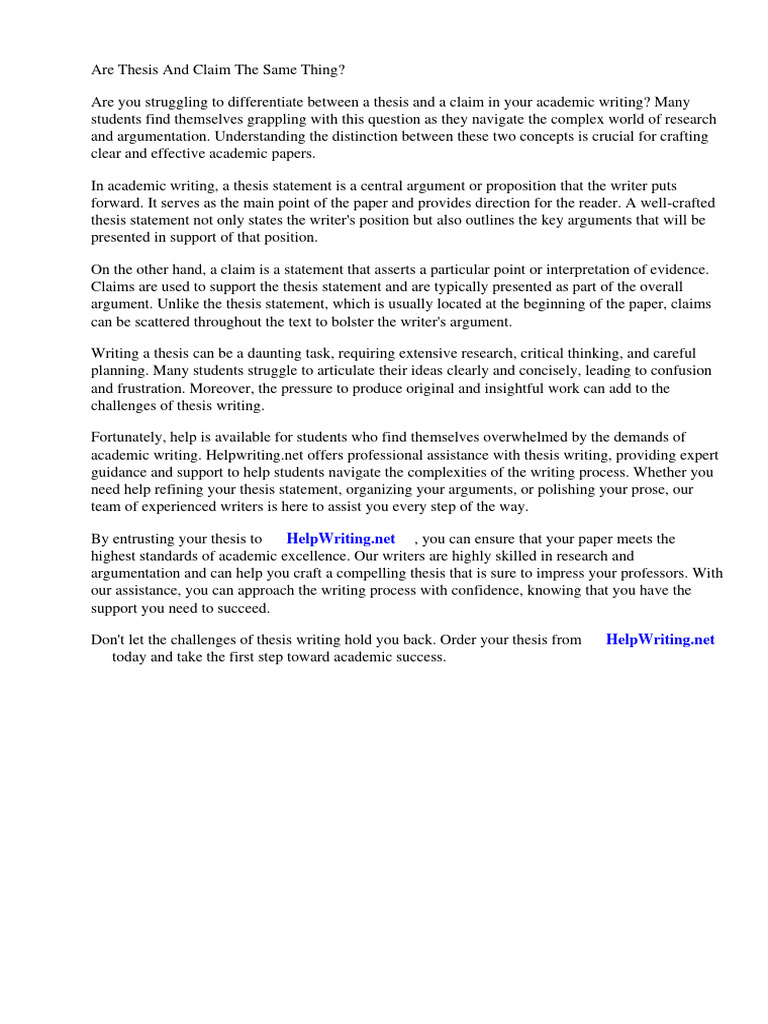 Are Thesis and Claim The Same Thing | PDF | Essays | Thesis