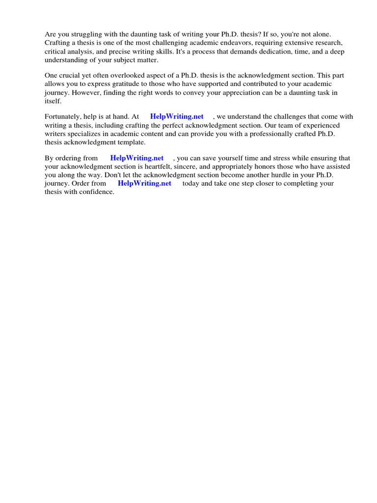 PHD Thesis Acknowledgement Template | PDF | Thesis | Doctor Of Philosophy