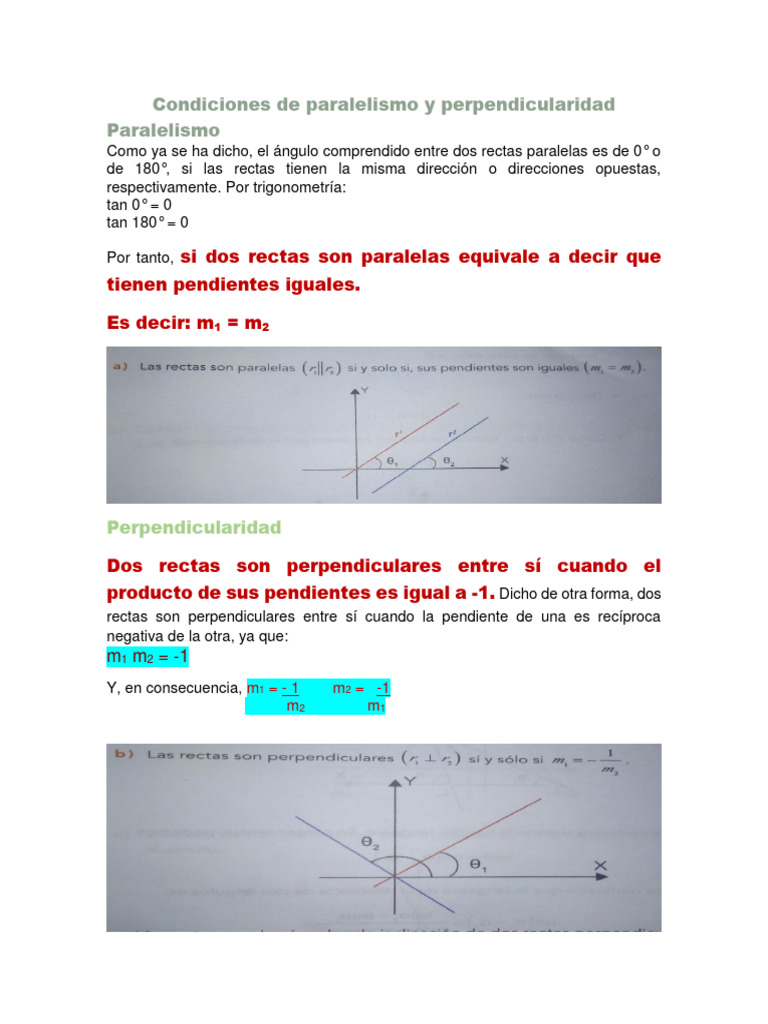 Condiciones de Paralelismo y Perpendicularidad | PDF | Métodos y materiales de enseñanza ...