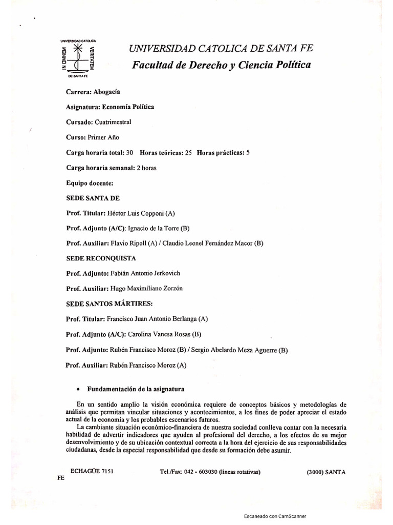 Programa ECONOMIA POLÍTICA (UCSF) | PDF