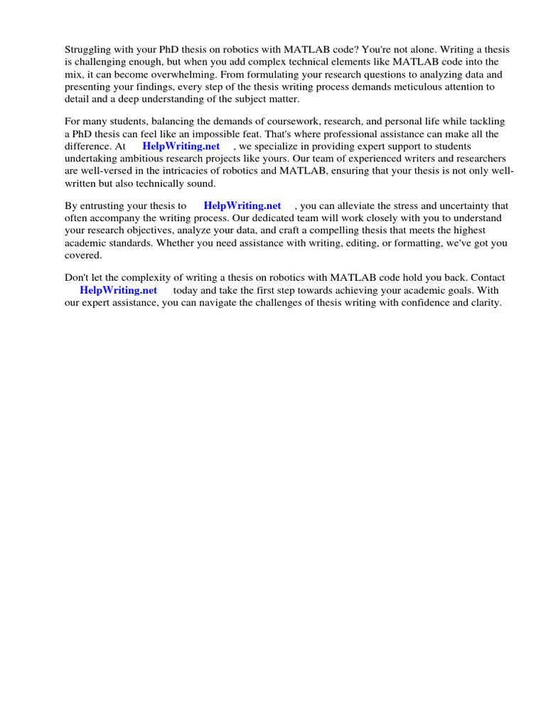 PHD Thesis On Robotics Matlab Code | PDF | Thesis | Matlab