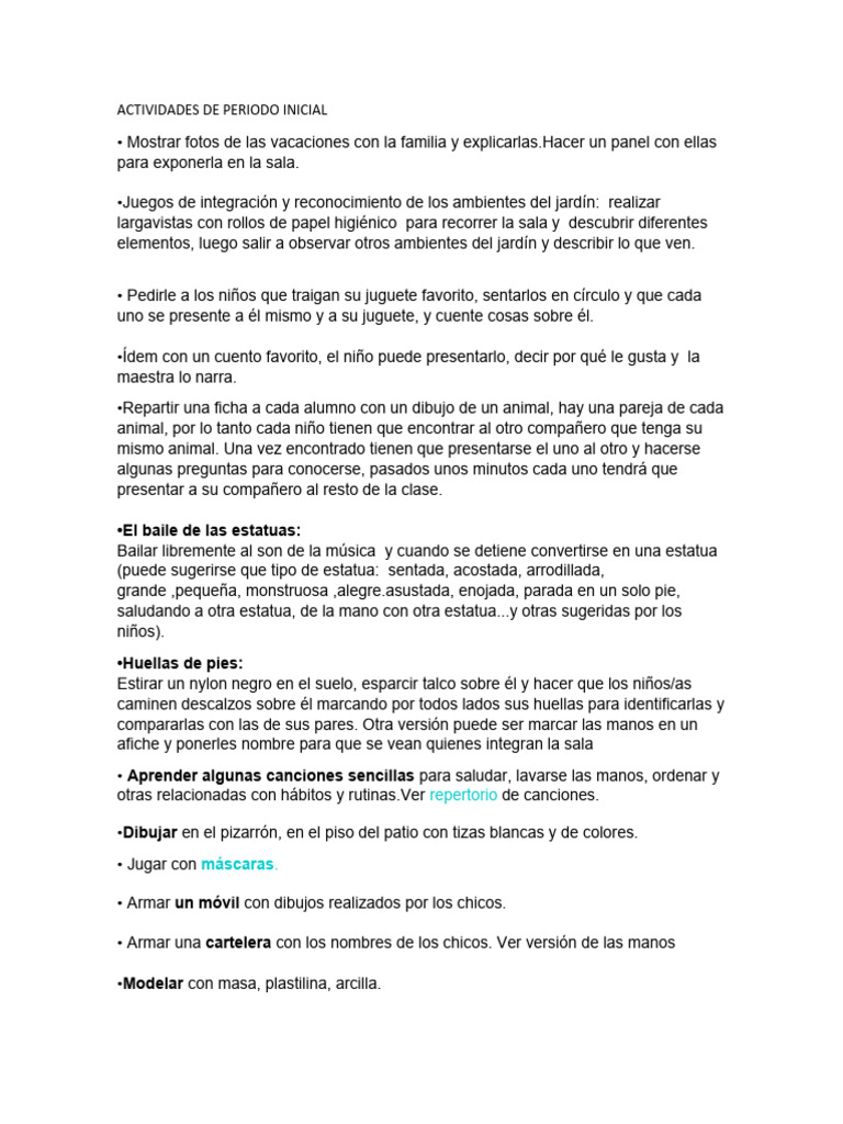 Actividades de Periodo Inicial | PDF | Arte