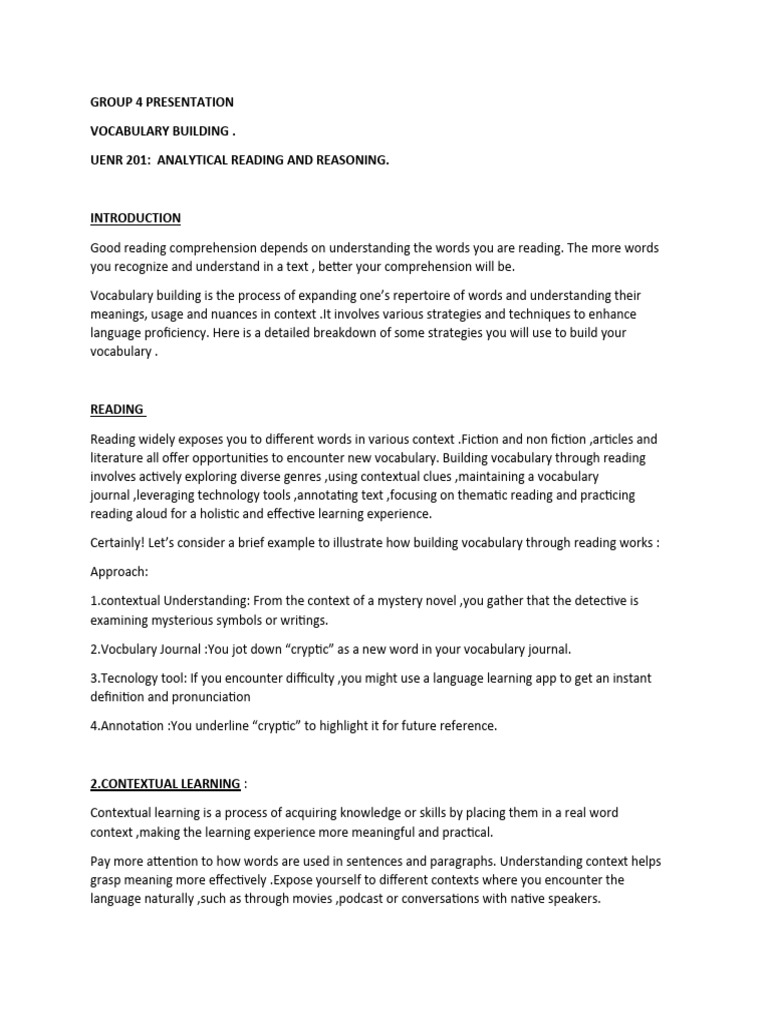 Group 4 Presentation | PDF | Vocabulary | Word