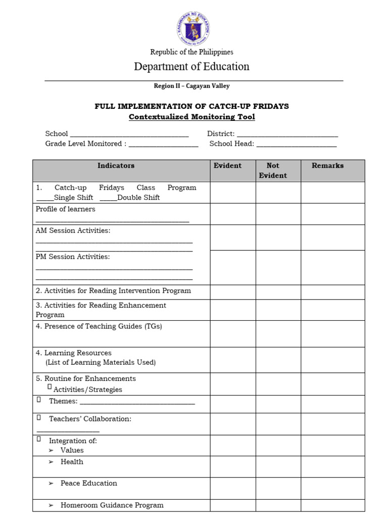 Monitoring Tool Catch Up Fridays Full Implementation | Download Free PDF | Teaching | Cognitive ...