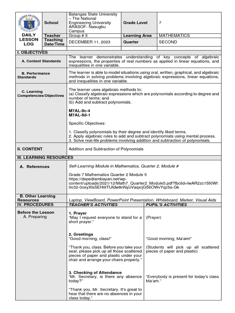 LP Format 1 | Download Free PDF | Polynomial | Elementary Mathematics