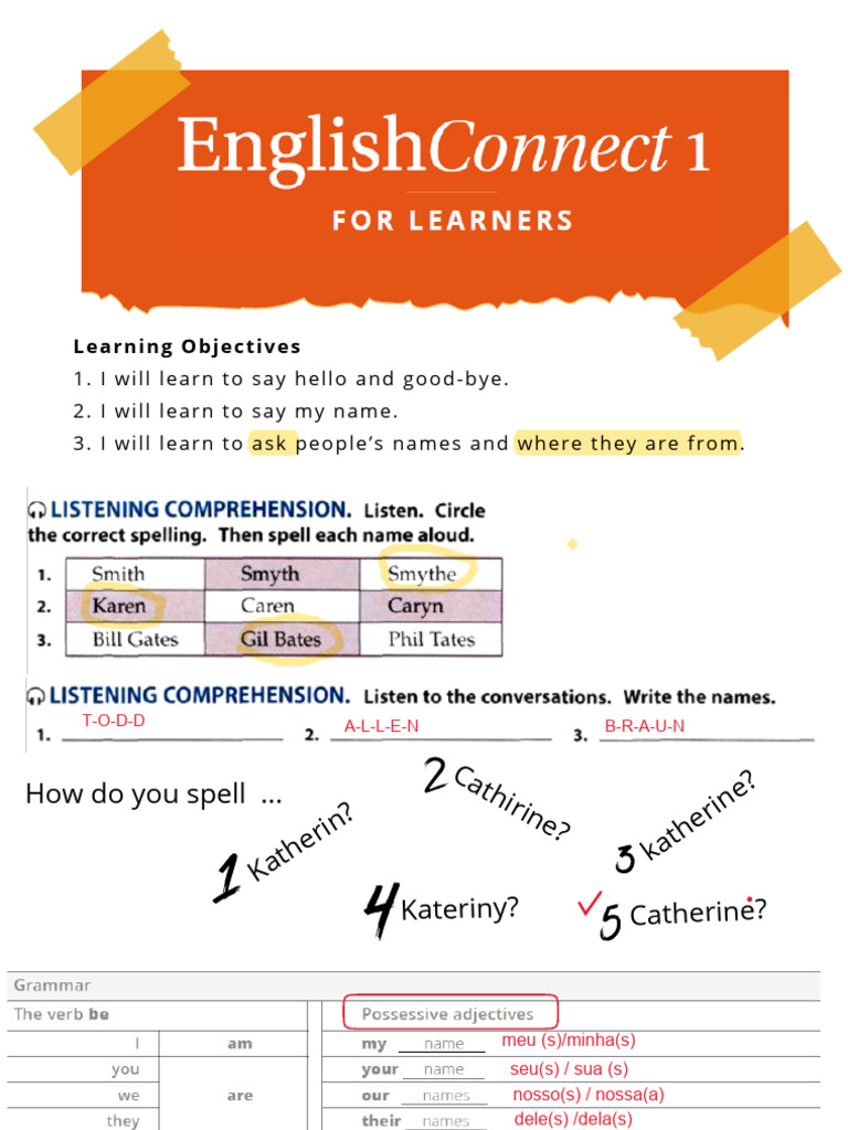 English Connect 1 - Lesson 2 | PDF
