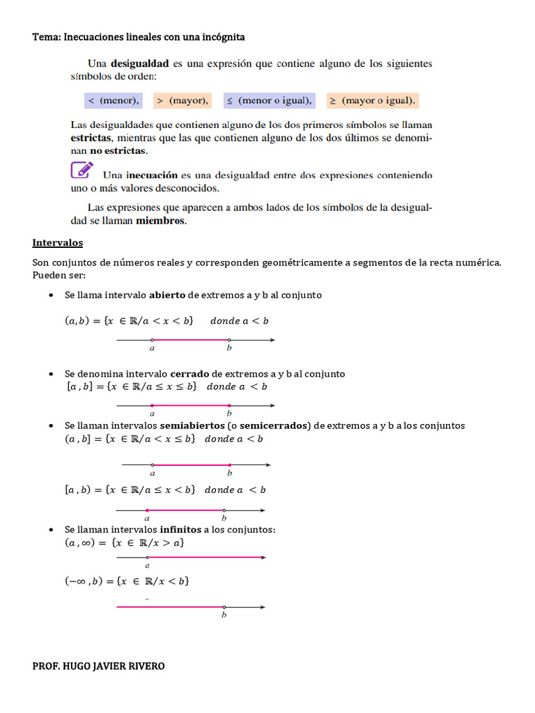 Inecuaciones | PDF | Desigualdad (Matemáticas) | Números