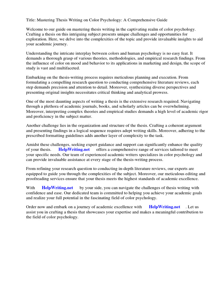 Thesis Color Psychology | PDF | Color | Psychology
