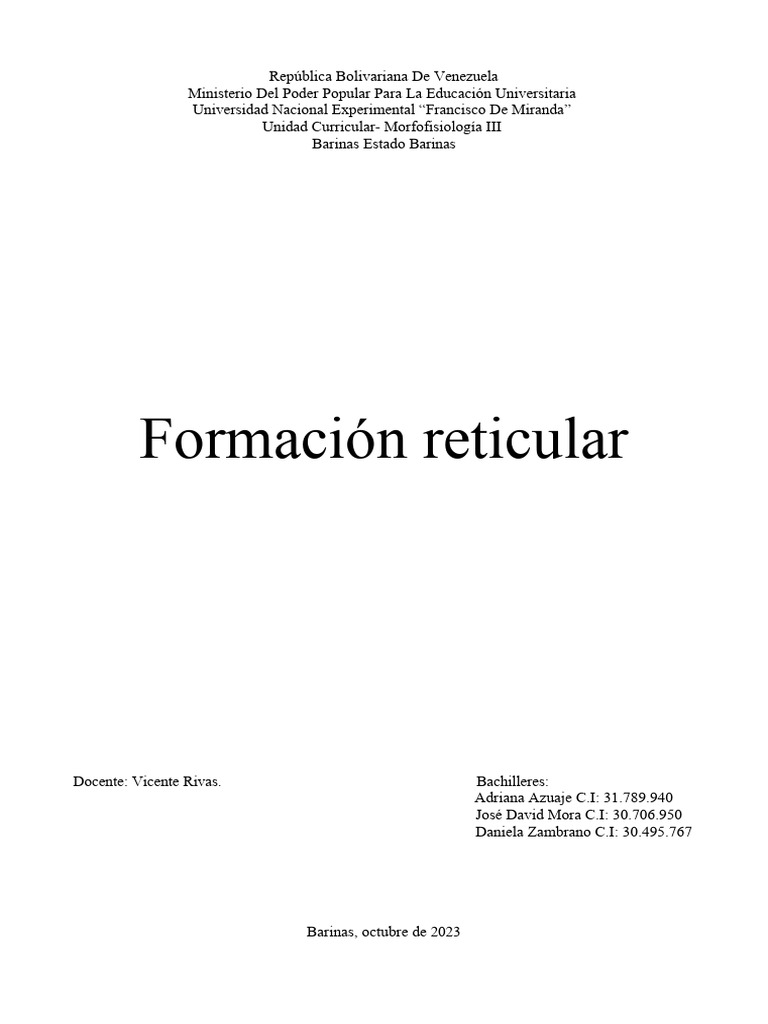 Formacion Reticular Pdf Cerebro Serotonina