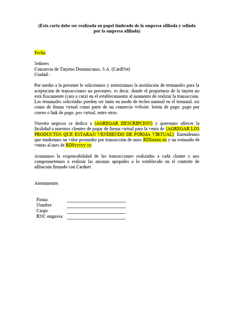 Solicitud de Link de Pago CardNet | PDF