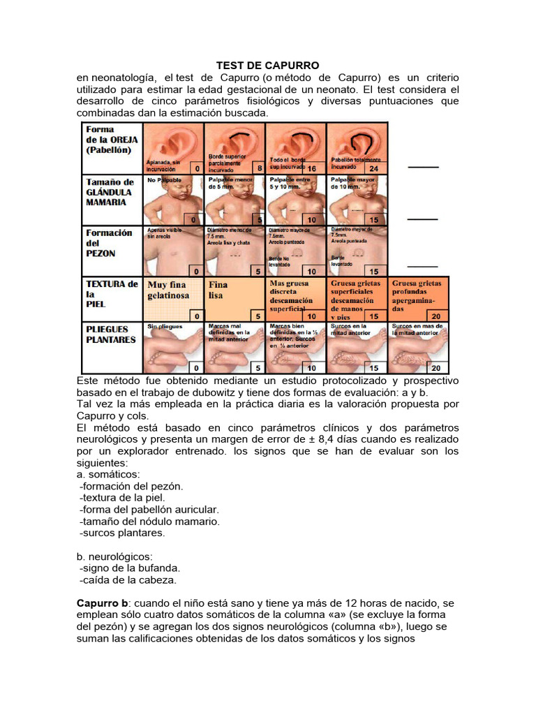 Test de Capurro | PDF | Infantes | Especialidades Medicas