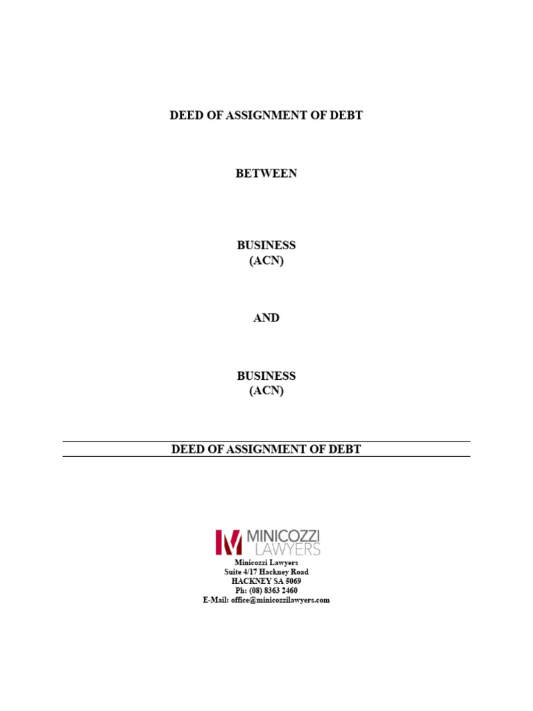 Deed of Assignment of Debt - Master | PDF | Assignment (Law) | Indemnity