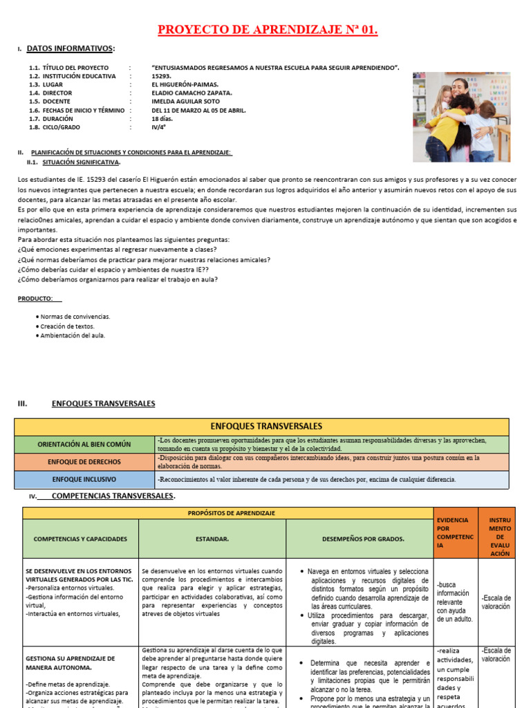 1° PROYEC APRENDIZAJE (Marzo 2023) | PDF | Aprendizaje | Números