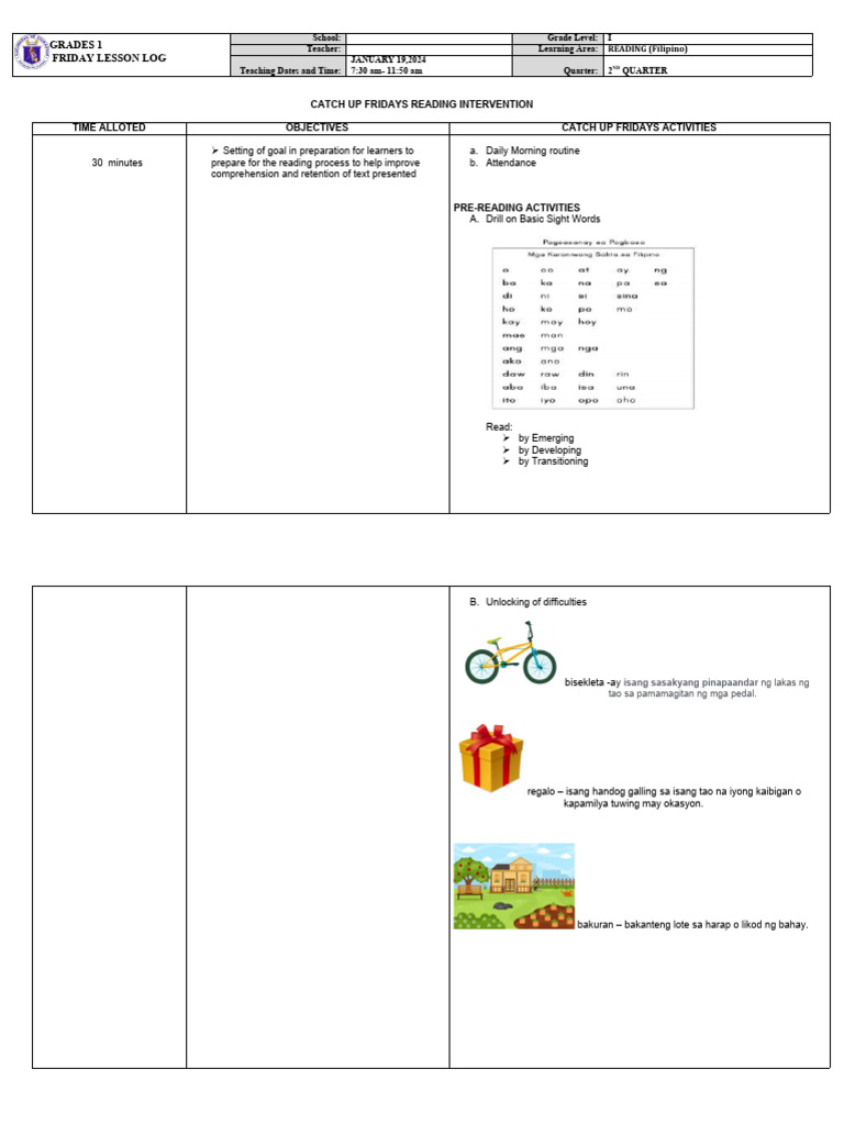 Catch Up Fridays Lesson Plan Week 2 | PDF | Learning | Neuroscience