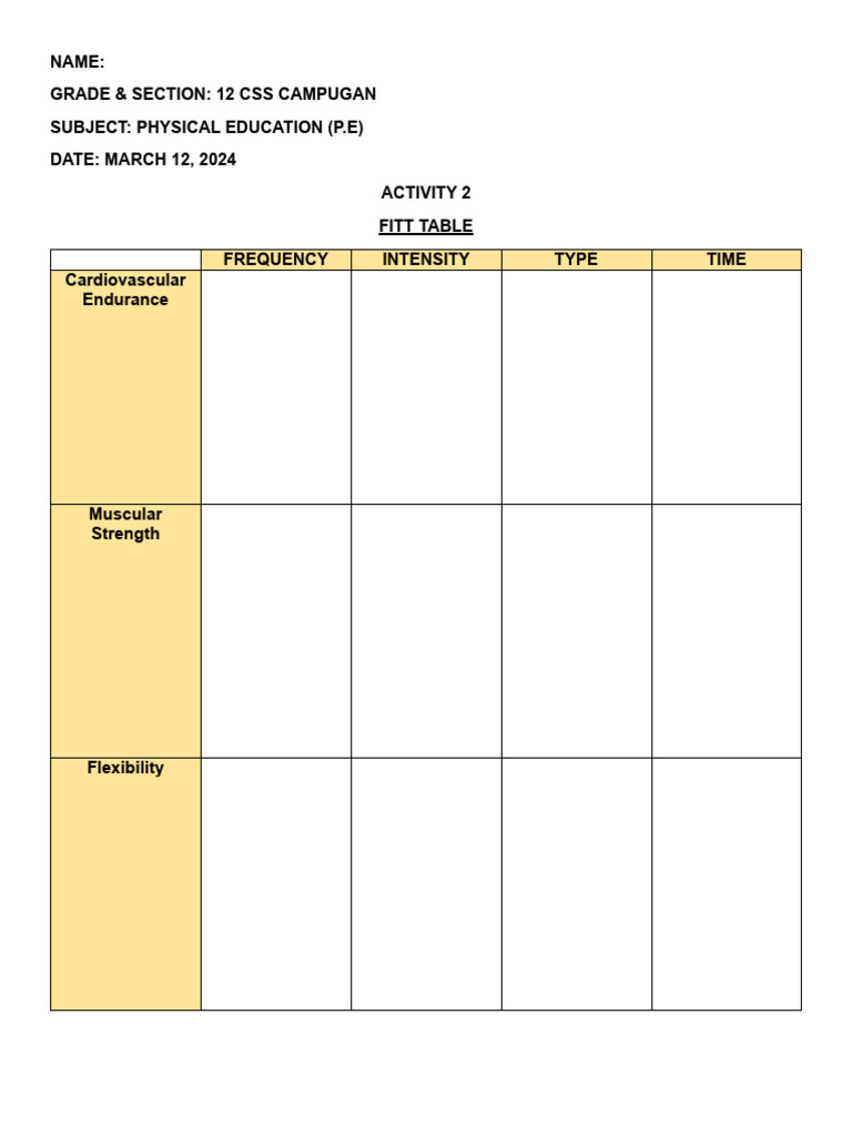 Activity 2 Template 112433 | PDF | Sports & Recreation | Science ...