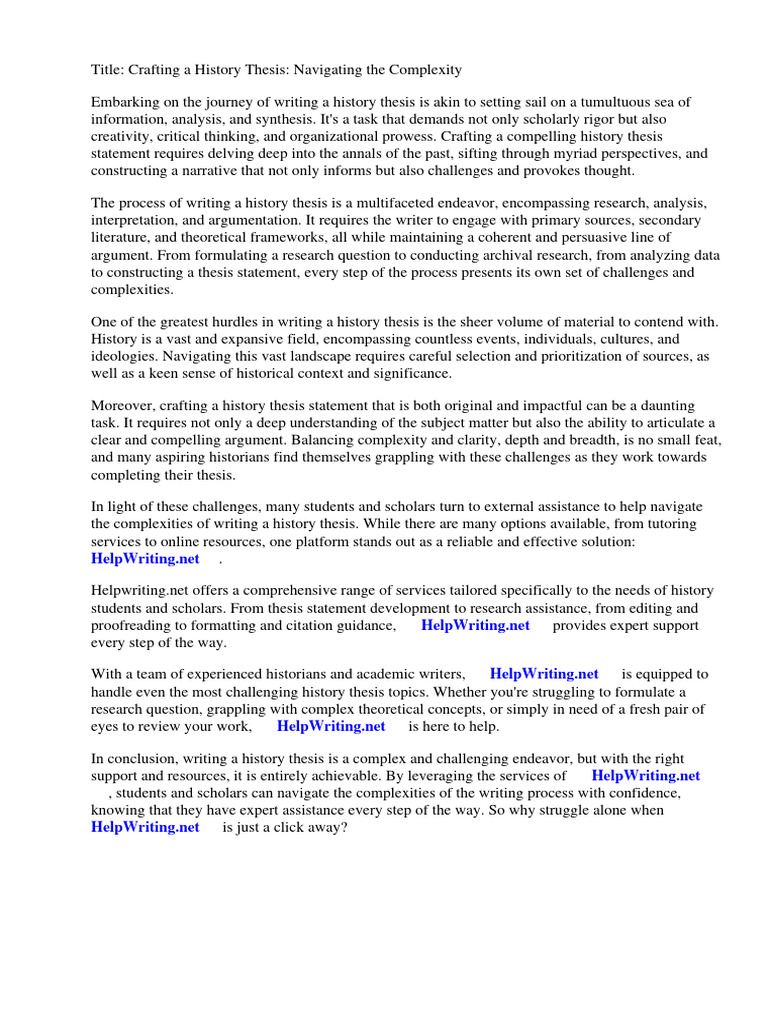 Sample History Thesis Statement | PDF | Essays | Thesis