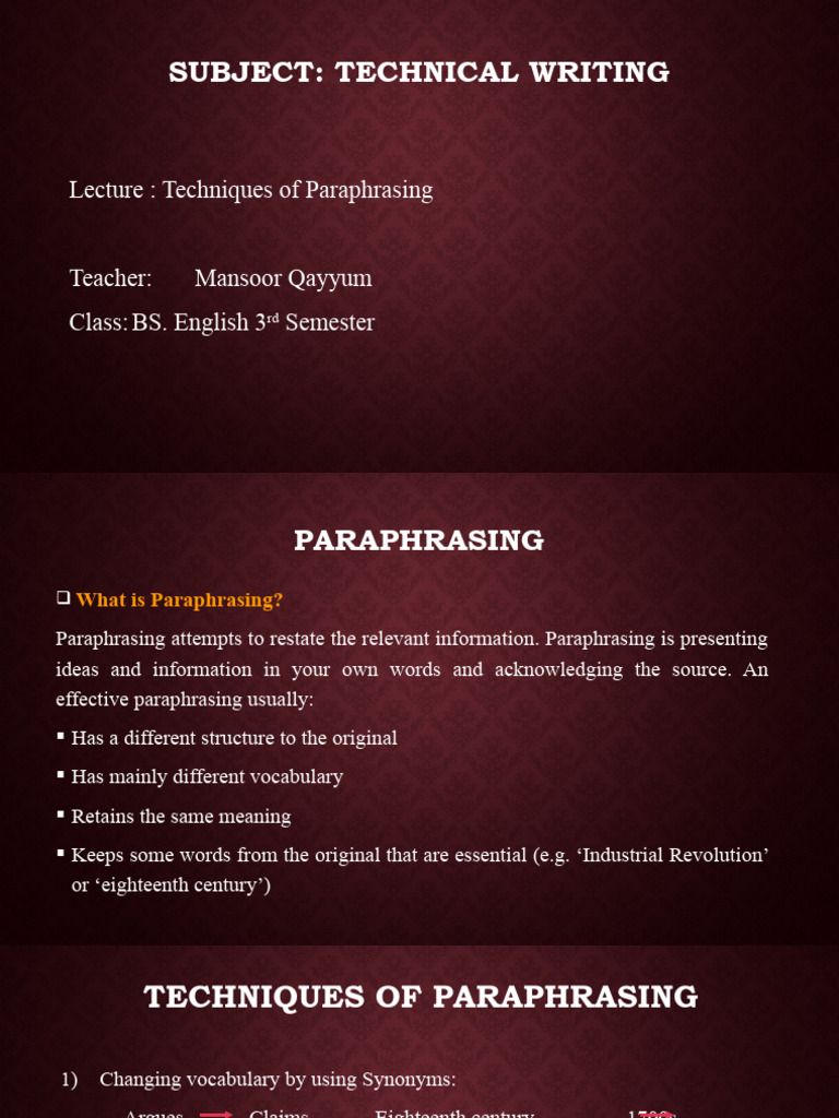 Week 12 Techniques of Paraphrasing - Complete | PDF | Koala | Cognitive ...