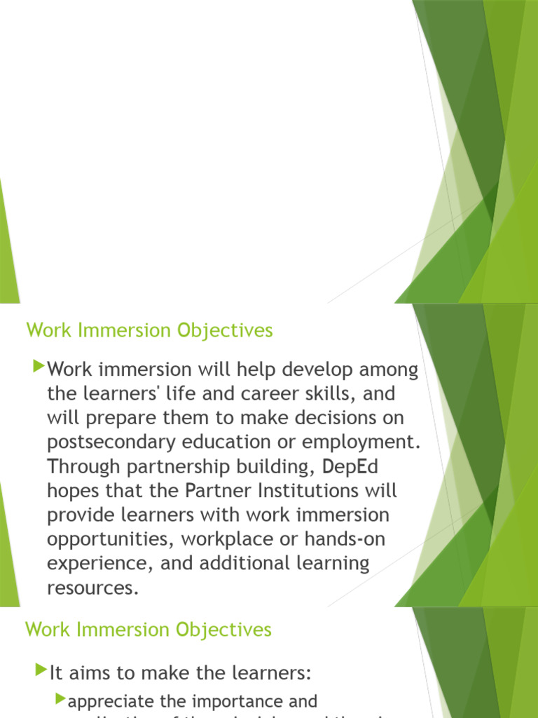 Work-Immersion (1) | PDF | Learning | Employment