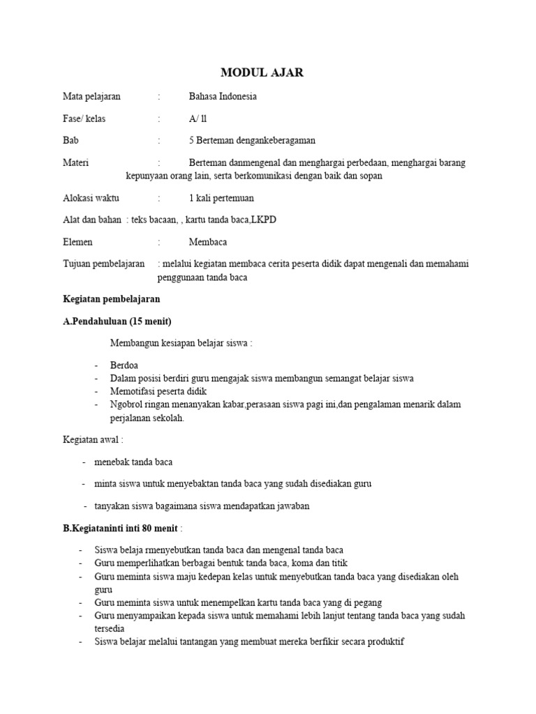 MODUL AJAR KKG Mini Kelas 2 | PDF