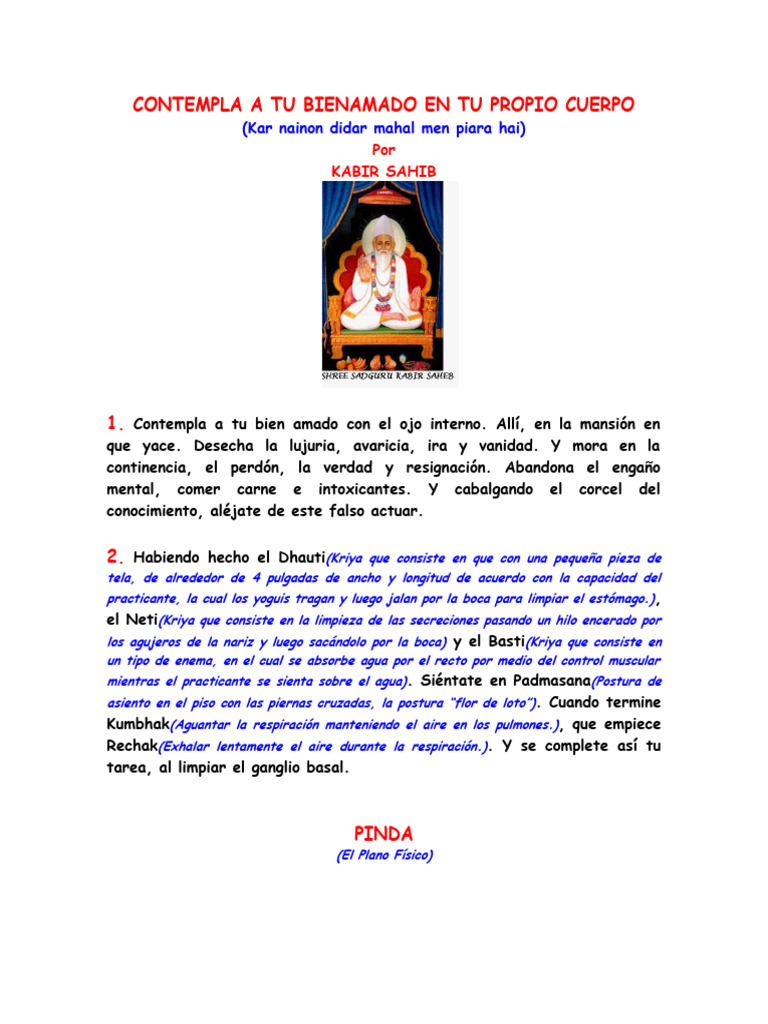 11-1-14 Kabir-Contempla A Tu Bienamado en Tu Cuerpo | PDF | Shiva | Vishnu