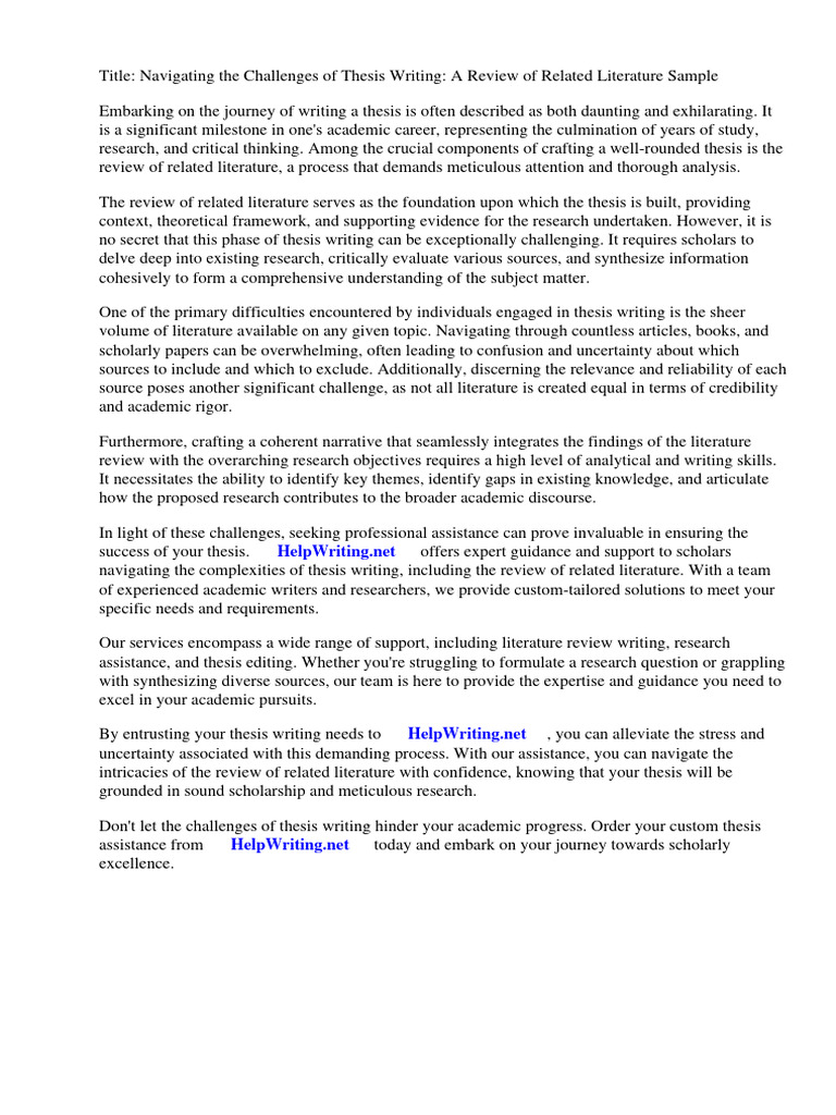 Sample of Thesis Review of Related Literature | PDF | Thesis ...
