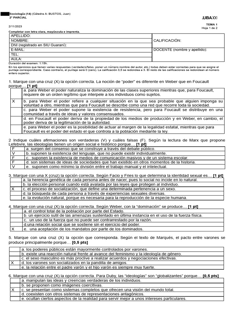 Clave Recu 2° Parcial Tema1 | PDF | Michel Foucault | Ideologías