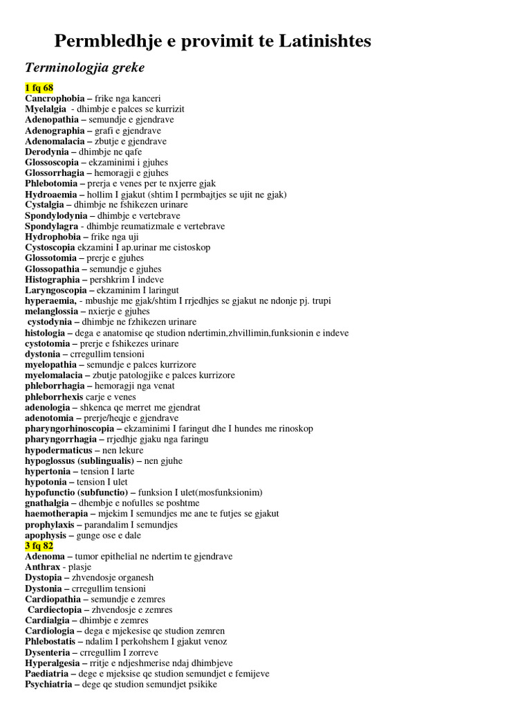 Permbledhje e Provimit Te Latinishtes | PDF