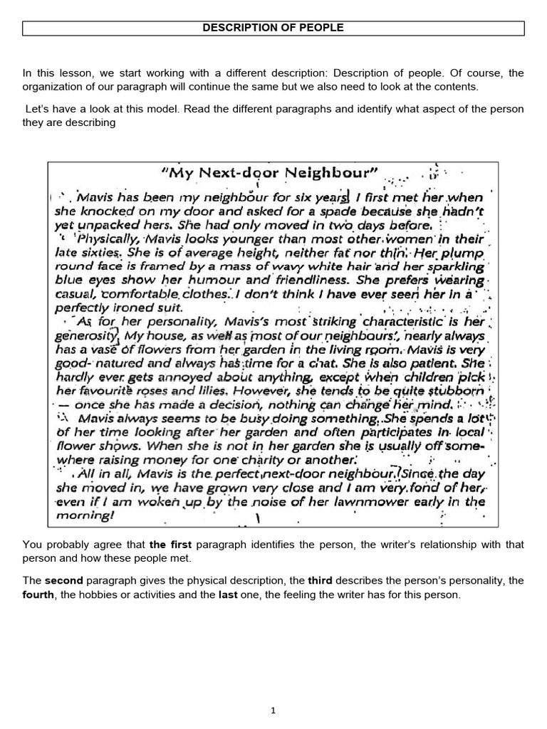 DESCRIPTION_OF_PEOPLE | PDF | Written Communication | Writing