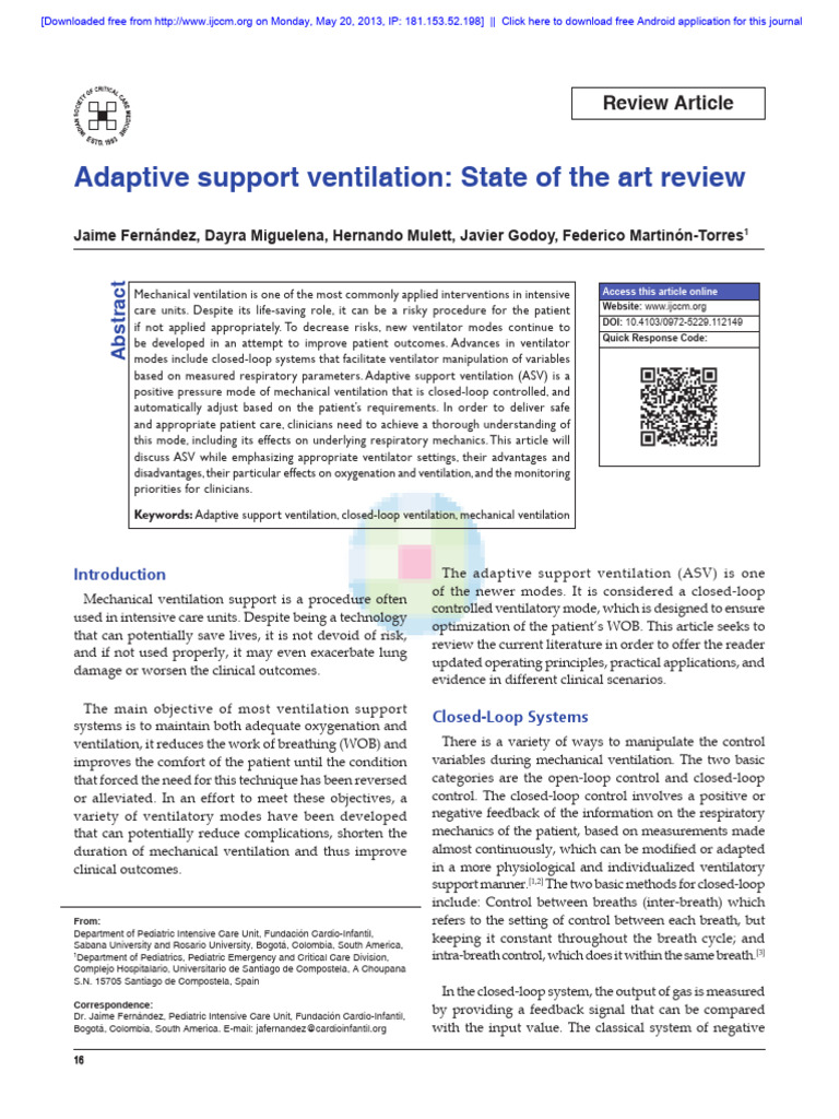 Asv en Niños | PDF | Breathing | Respiratory System