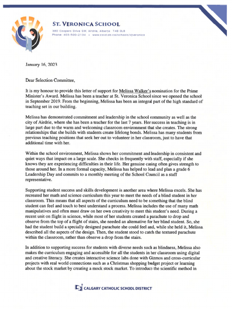 Principal Reference Letter | PDF