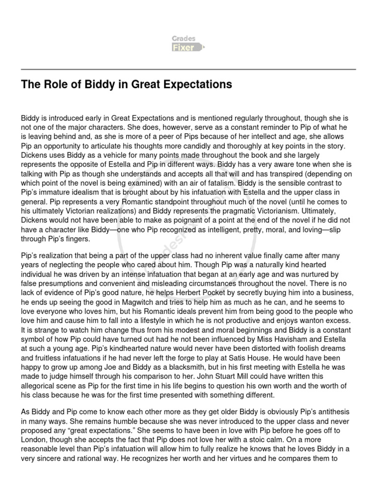 The Role of Biddy in Great Expectations | PDF | Great Expectations ...