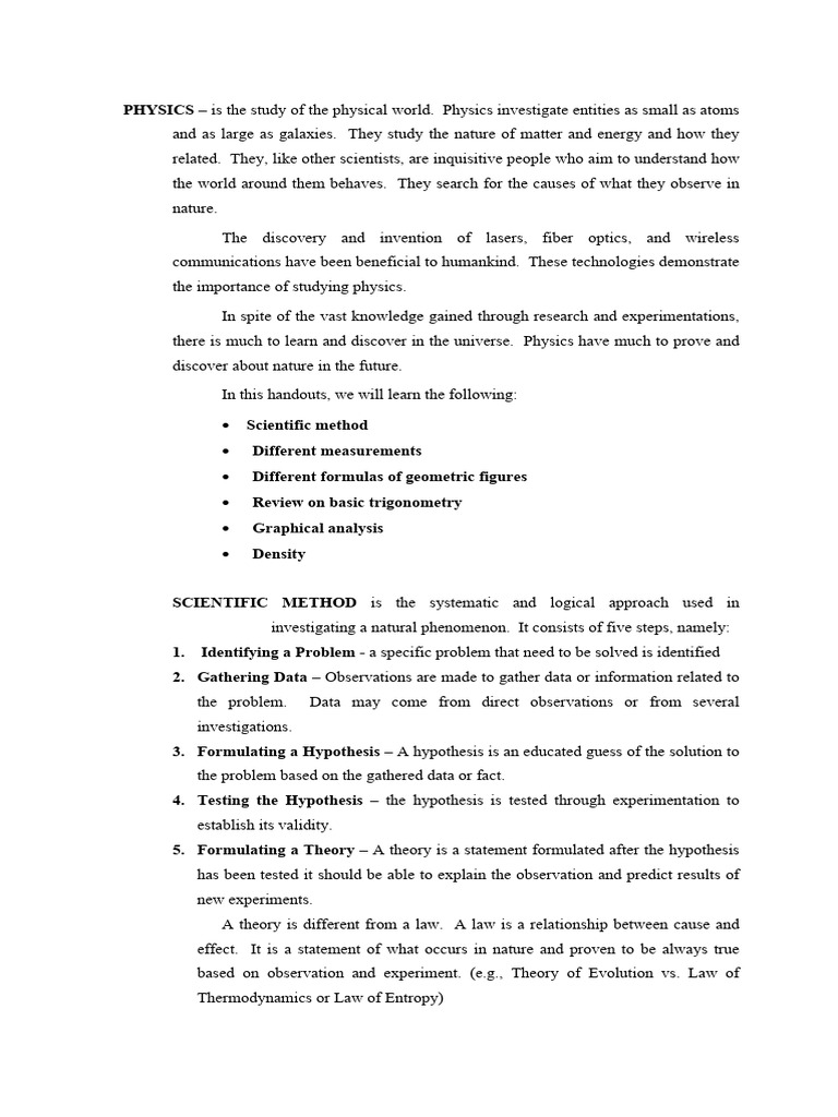 Phy 1 | PDF | Density | Hypothesis