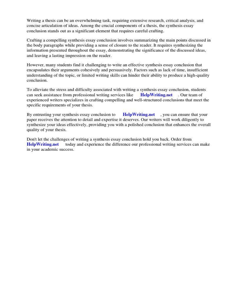 How to Write a Synthesis Essay Conclusion | PDF | Essays | Dialectic