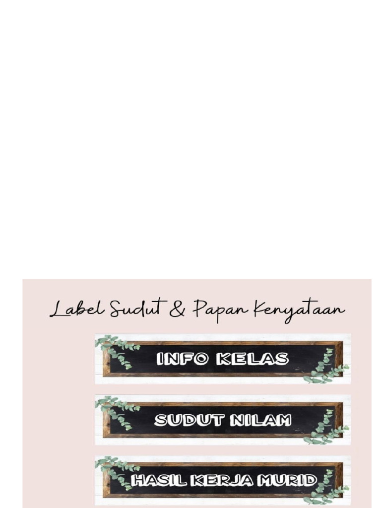 Label Sudut Kelas | PDF