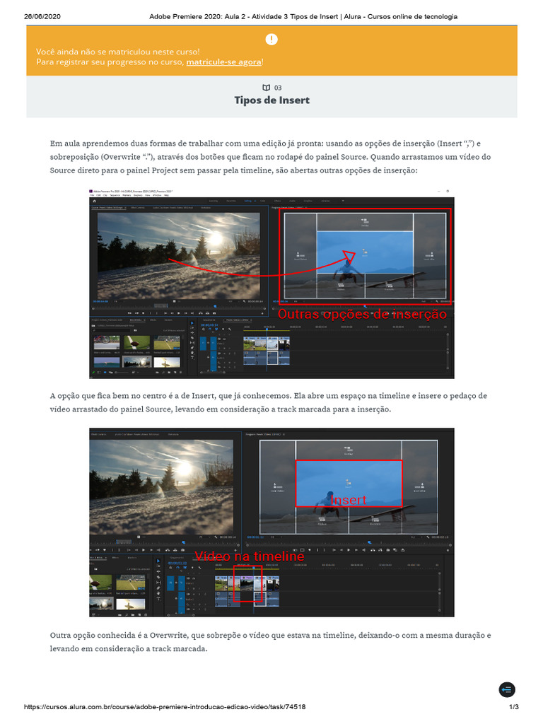 Adobe Premiere 2020_ Aula 2 - Atividade 3 Tipos de Insert _ Alura - Cursos online de tecnologia ...
