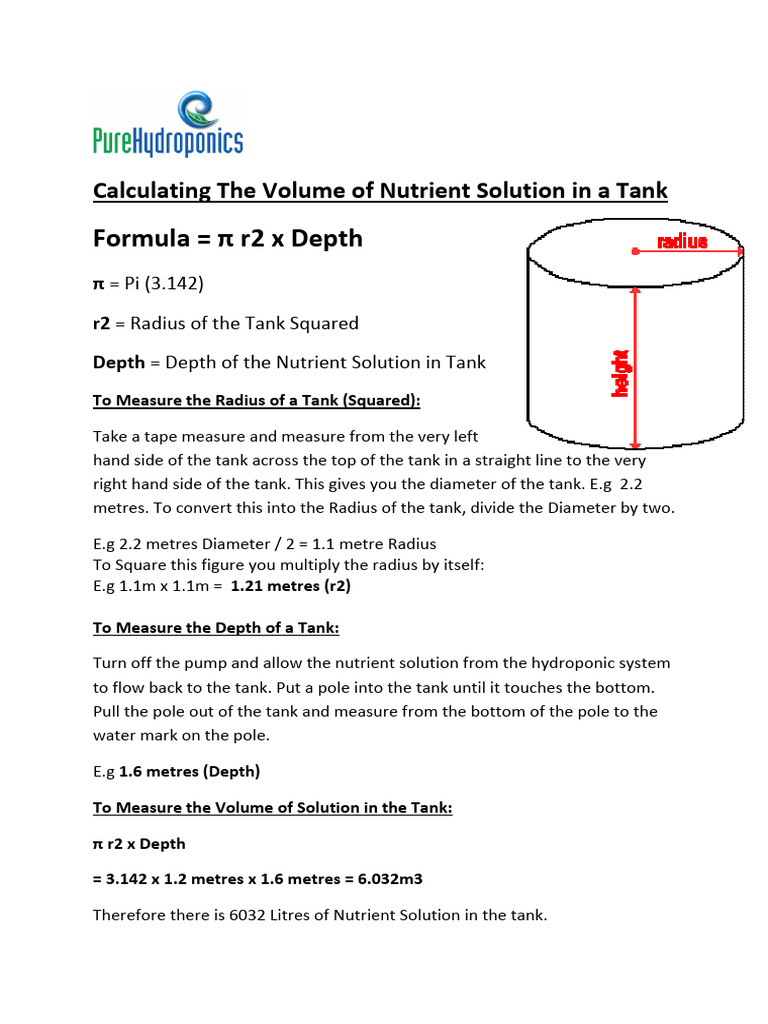 Calculate Tank Nutrient Volume | PDF | Teaching Methods & Materials