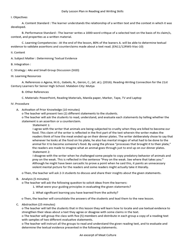 Analyzing Textual Evidence in Writing | PDF | Learning | Predation
