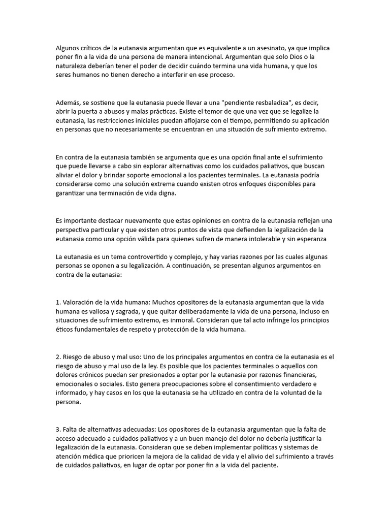Debate Eutanasia | PDF | Cuidados paliativos | Las emociones