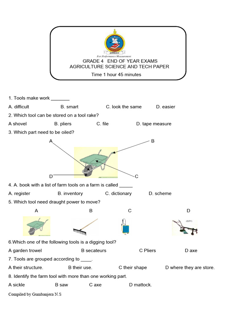Grade 4 End of Year Agric Science and Tech Paper 1 2022 | PDF | Agriculture