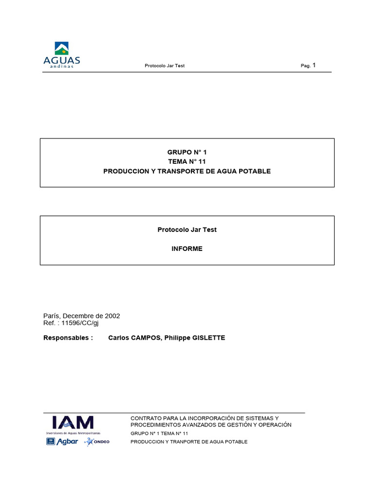 Protocolo Jar Test | PDF | Agua | Agua potable