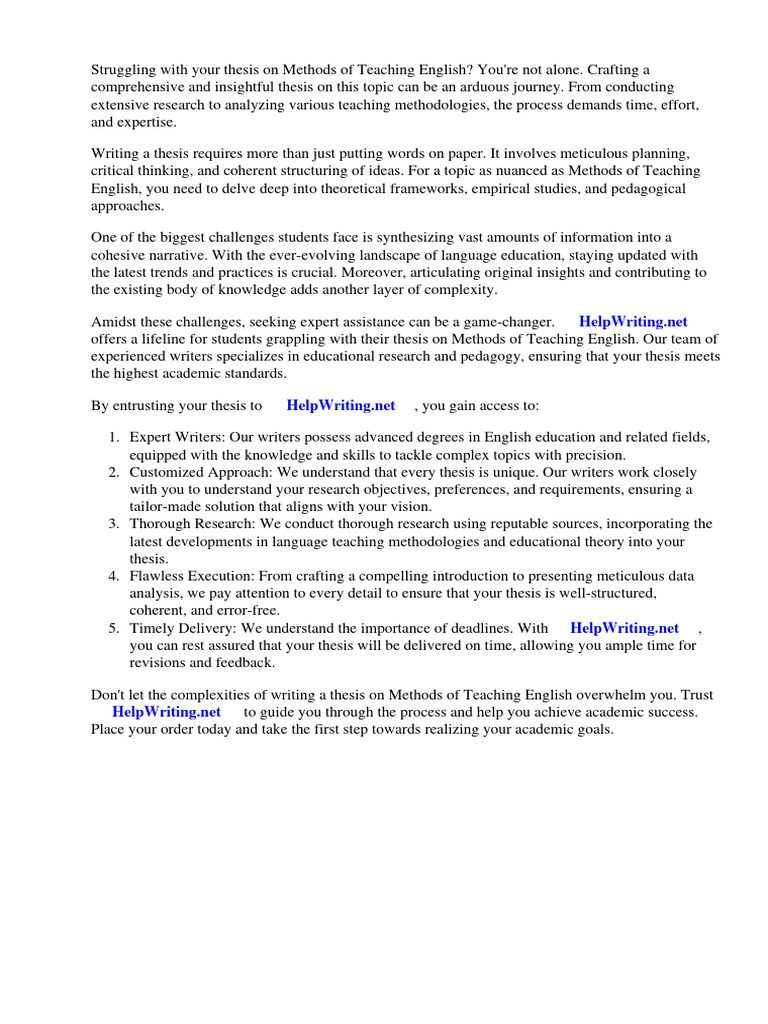Thesis Help for Teaching English Methods | PDF | Learning | Thesis