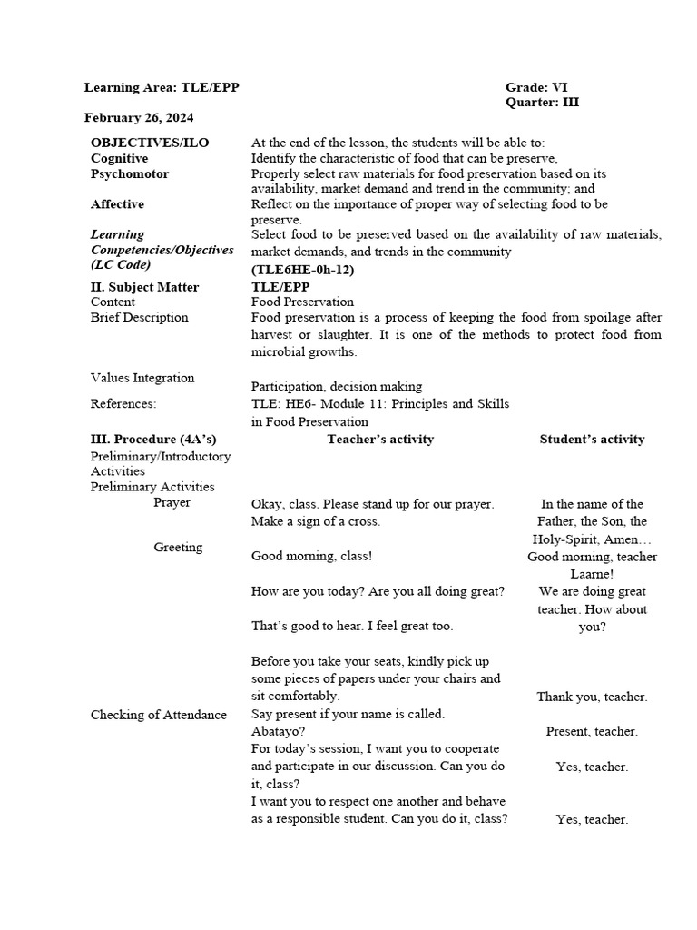 Tle 6 Detailed Lesson Plan | PDF