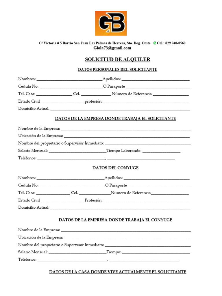 SOLICITUD DE ALQUILER | PDF | Business