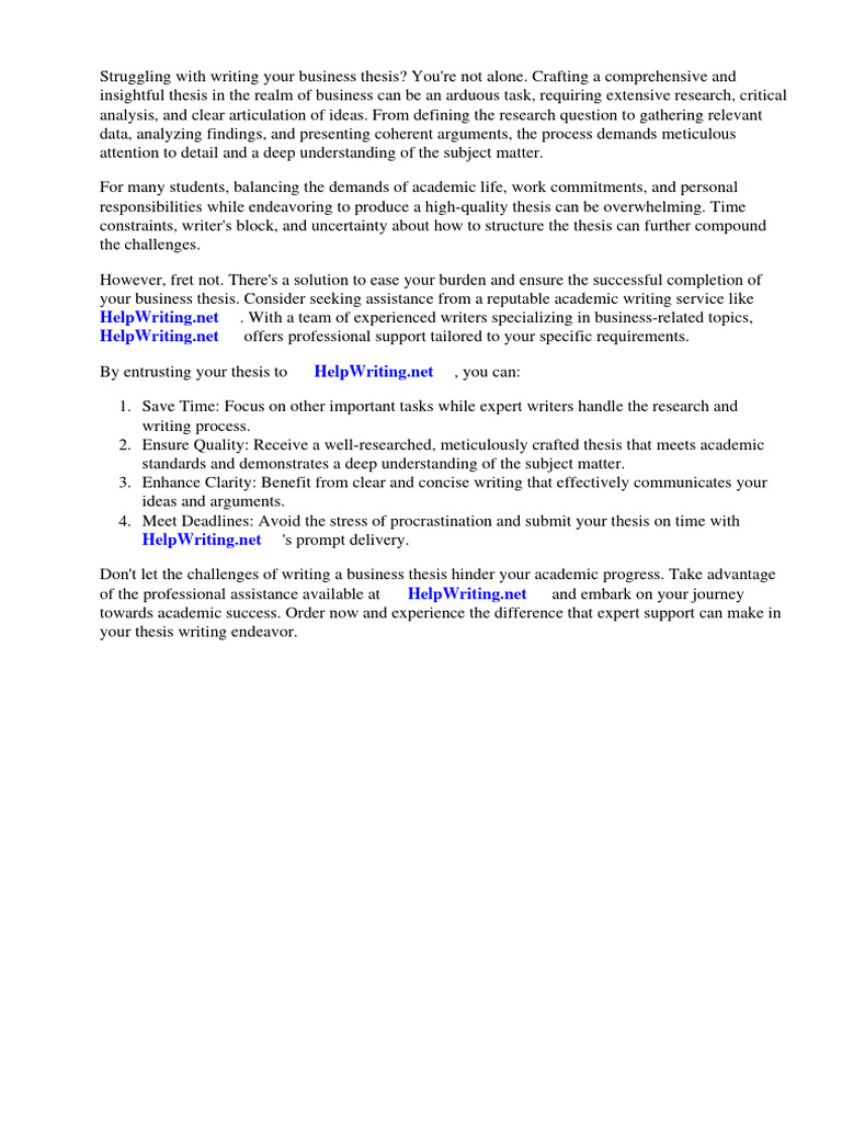 Business Thesis Sample | Download Free PDF | Essays | Methodology