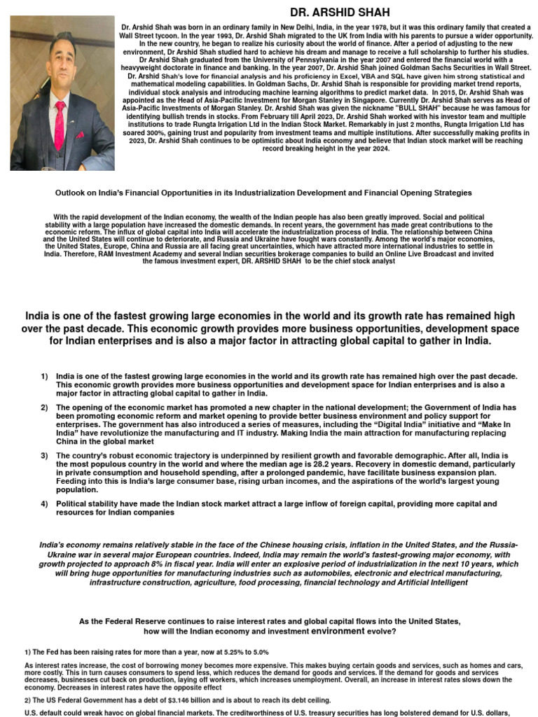DR Arshid Shah Research Report PDF | PDF | Economy Of India | Economic Growth