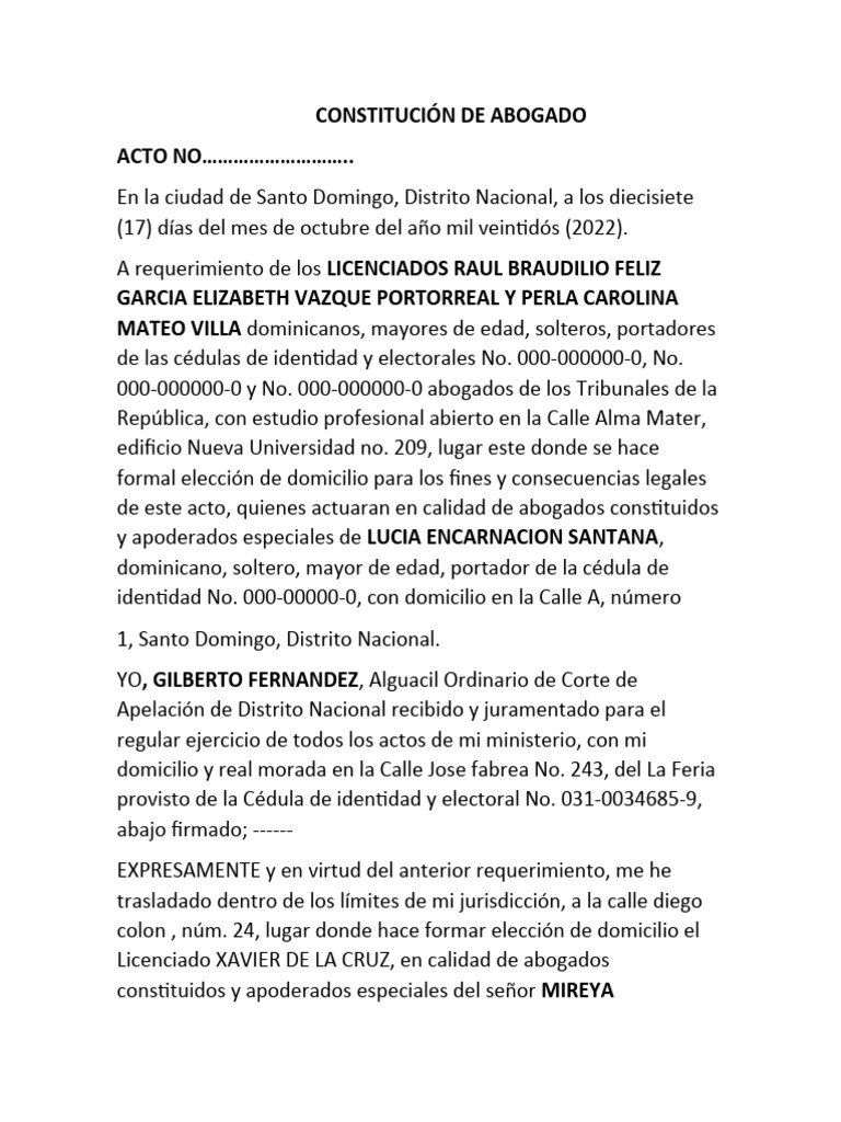 Constitución De Abogado Acto De Avenil Descargar Gratis Pdf Gobierno