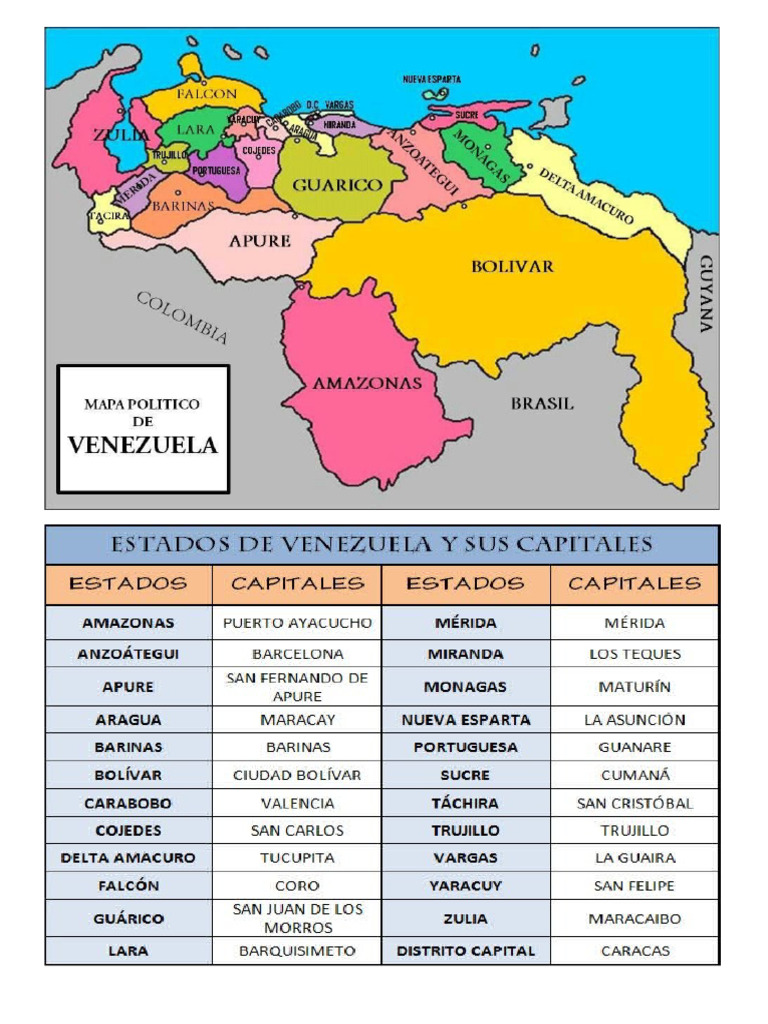 Estados y Capitales de Venezuela | PDF